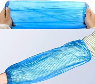 China Disposable PE Arm Protective Water Proof Sleeve Cover Transparent Blue Plastic Oversleeve for sale