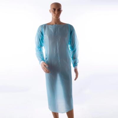 China CPE Gown Surgical Disposable Blue Gown/apron Thumb Loop Isolation Clothes protection Suit for sale