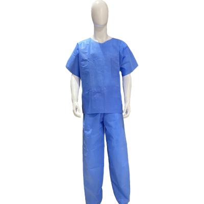 China Medical Non-Woven Disposable Scrub Set Hospital Uniform Suits With Short Sleeves Uniform Suit for sale