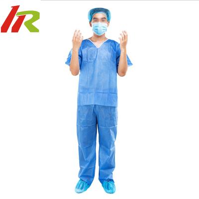 China Disposable Medical Scrub Suit Surgeon Suit Two Pieces Short Sleeve for sale