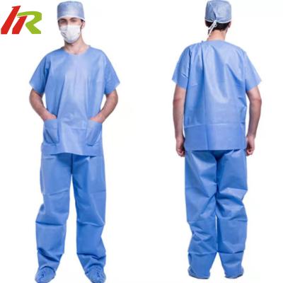 China Disposable SMS Pajamas Short Sleeve Unisex Medical Nurse Scrub Suit for sale