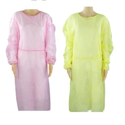 China Polypropylene 50 Gsm Frock With Waterproof Microporous Film Waterproof Disposable Chemo Gown Disposable Isolation Gowns for sale