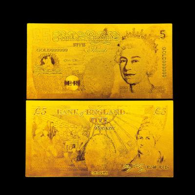 Chine Le billet de banque R-U 5 de feuille d'or martèle la feuille d'or 24k plaquée avec la valeur collectable à vendre