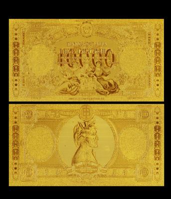 Cina Banconota dell'oro dell'Italia del mestiere e di arte 10000 Lire di oro puro 999 24K placcato per il regalo di affari in vendita