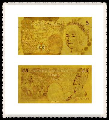 Cina 24k l'oro £5 martella la doppia banconota dell'oro di logo - martelli la valuta di oro in vendita