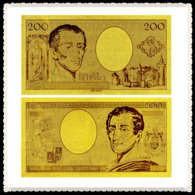 Cina Il regalo Francia del ricordo banconota dell'oro da 200 franchi ha inciso la stagnola di oro pura 999,9 in vendita