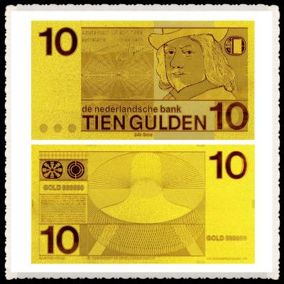 Cina Netherland fattura 10 l'oro inciso banconota dell'oro del fiorino olandese 24K benissimo per il regalo di affari in vendita