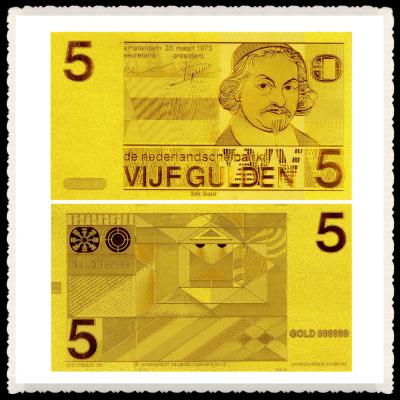 Cina Il regalo dorato elabora l'oro puro 24K della banconota dell'oro del fiorino olandese di Netherland 5 placcato in vendita