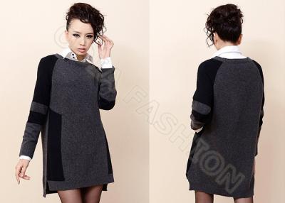 Cina Maglioni della lana di squadra delle donne eleganti nere del collo, maglioni lunghi del vestito da autunno in vendita
