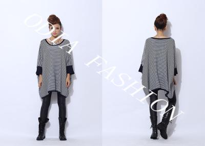 Cina Tre bande di bianco del nero dei maglioni del pullover delle donne della manica del quarto in vendita