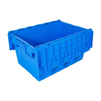 China Caja móvil de plástico de almacén con tapa adjunta Logotipo personalizado Organización azul en venta