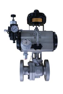 China ASME B16.34 Flanged Ball Valve with Explosion-Proof Junction Box and Straight Through Type Pneumatic Actuator for sale