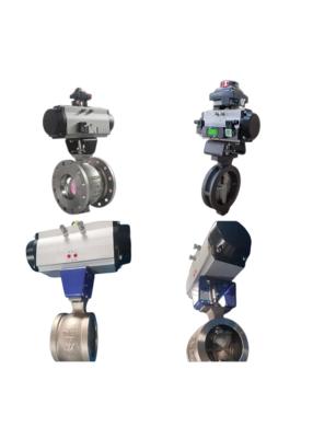 China Wafer Type V Port Pneumatic Ball Valve with Double Action Actuator Class 150-600 PN16-PN110 Size 1/2"-24" for sale