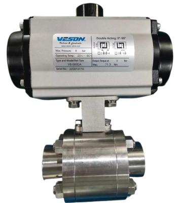 China 3 Piece Pneumatic Ball Valve with ASME Class 800 and ASME Class 1500 Forged Steel Floating Ball Valve for sale