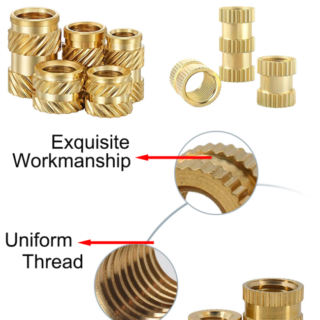 Close-up of CNC machined brass adapter hex nuts
