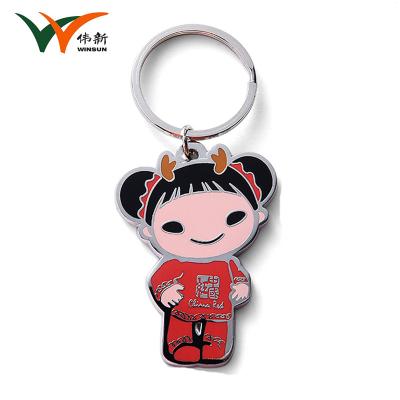 Cina Stile sveglio della ragazza dello smalto del fumetto promozionale molle su ordinazione dei portachiavi a anello in vendita