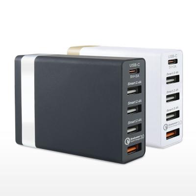 China (Qualcomm Certified)68W Quick Charge 3.0 5 Port USB Desktop Charger Type-C Port for sale