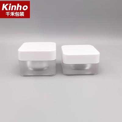 Cina 5 g 15 g barattolo crema acrilica 30 g 50 g tappo quadrato cosmetico bordo arrotondato doppia parete in vendita