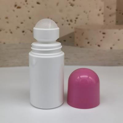 Cina PE Plastic Deodorant Stick Container 50ml Roller Ball Bottles With Arc Top Lid in vendita