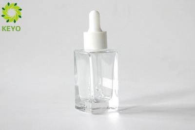 Cina Bottiglie di vetro quadrate del contagoccia 30ml, bottiglie di vetro trasparenti della lozione in vendita