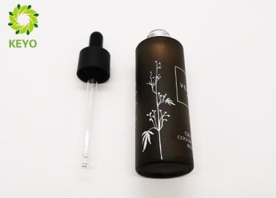 Cina Il cosmetico vuoto di vetro ambrato glassato imbottiglia 2 OZ con il contagoccia nero opaco in vendita