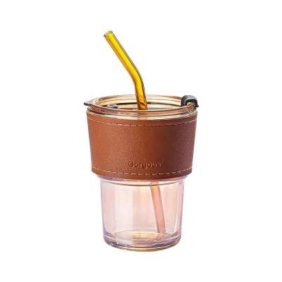 中国 OEM ODM 400ml ガラスコーヒーカップ/カップ 蓋とストロー 販売のため
