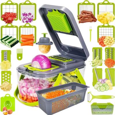 Cina 22pcs Slicer di verdura Dicer con maniglia del cestino di scarico e tagliatore di mandolina sostenibile in vendita