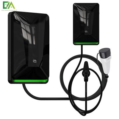 중국 7KW 11KW 22KW 새 검은색 벽에 장착 된 전기 차량 단일 총 AC 충전 스파일 / 모바일 충전기 판매용