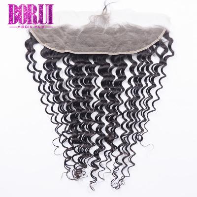 Cina Frontale peruviano riccio crespo 13x4 del pizzo dei capelli umani con modo dei capelli del bambino in vendita