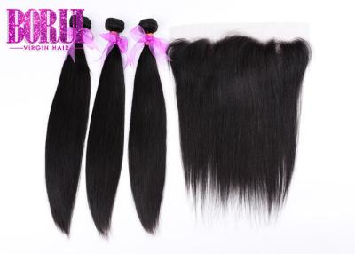 China Orelha à extensão reta malaia do cabelo humano da orelha com Frontal do fechamento à venda