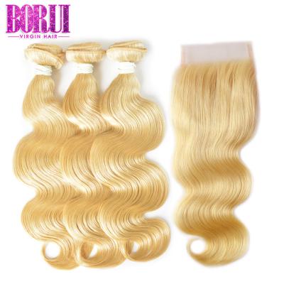 Cina Le estensioni bionde dei capelli umani del brasiliano 613 con il corpo della chiusura del pizzo 4*4 ondeggiano in vendita