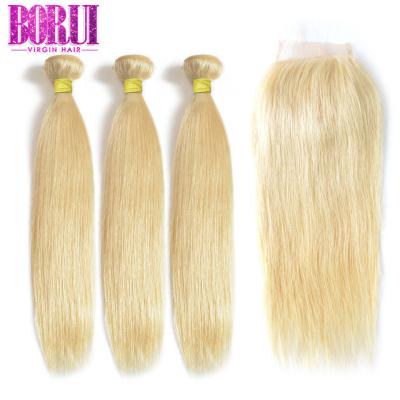 Cina Capelli reali di estensioni bionde indiane, capelli reali di estensioni reali bionde dei capelli con la chiusura del pizzo 4*4 in vendita