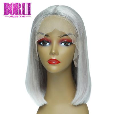 China Kundengebundenes Paket Spitze-vorderes Ombre farbiges Bob-Perücken-kurzes Bobs Grau verfügbar zu verkaufen