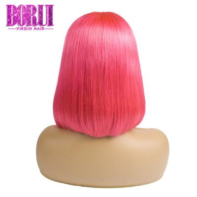 China Brasilianer färbte Bob-Perücke, ausgerichtete Haar-volle Häutchen Rose rotes das Jungfrau-Wig13*4 zu verkaufen