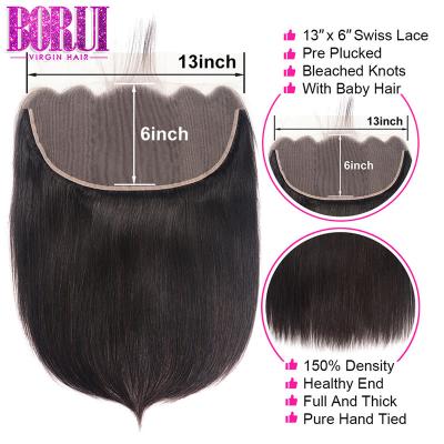 Cina 13x6 capelli umani vergini pre colti, frontale trasparente del pizzo con i capelli del bambino in vendita