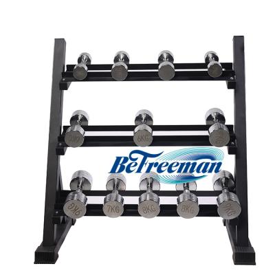 China Cores personalizáveis Rack de halteres de três camadas para treinamento de força comercial à venda