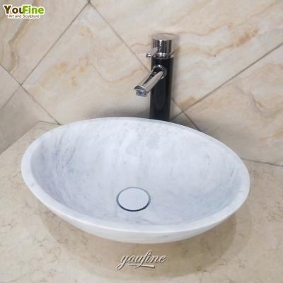 China Custom Size Design Hand Carved Bathroom Marble Bathroom Sink Wash Basin for sale