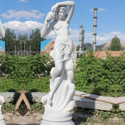 China Life Size Decoration White Marble Woman Statue with Conch for sale