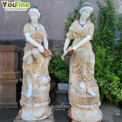 China Hand Carved Life Size Outdoor Standing Onyx Marble Lady Statue for sale