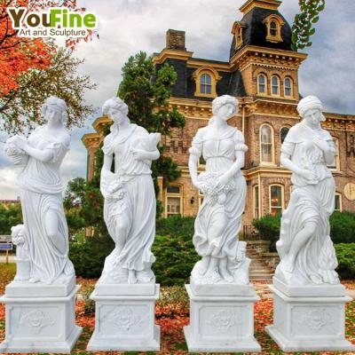 China Outdoor Garden Decor Natural Stone Europe Four Seasons Goddess Marble Sculpture for sale