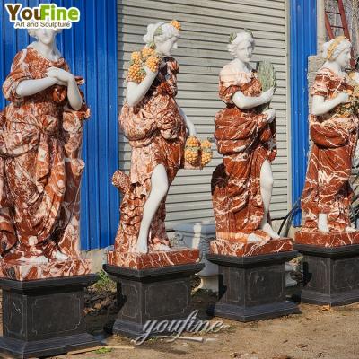 China Modern Outdoor Garden Red Life Size Marble Statues Four Season Statue for sale