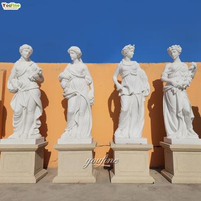 China Custom Elegant Hand Carved Four Season Goddesses Marble Statue Sculpture for sale