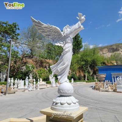 China Custom Life Size Religious Statue Famous White Garden Marble Angel and Dove Statues for sale