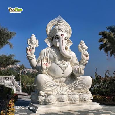 China Life Size Outdoor Garden Decor Indian Art Ganpati Marble Statue for sale