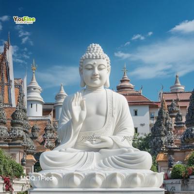 China Life Size Outdoor Garden Decor Polished Marble Buddha Statue for sale
