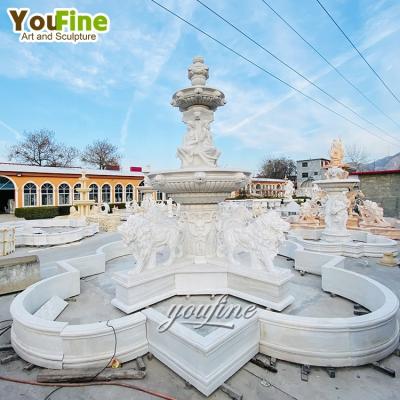 China Outdoor Garden Decor Large Stone Marble Lionhead Fountains Statue for Sale for sale