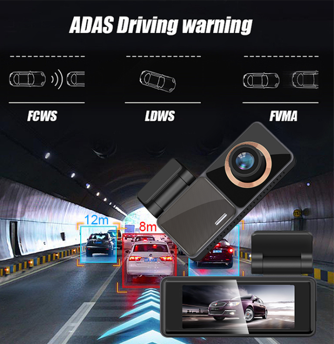 Dash cam rear camera and connection ports