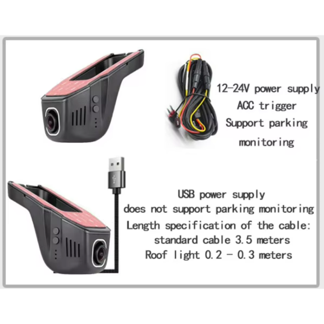 Hidden dash cam rear view and wiring details