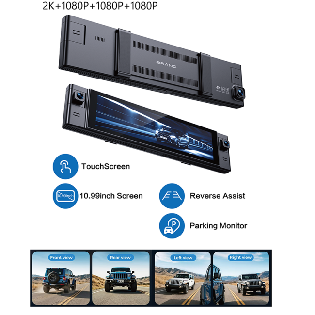 10.99 Inch Touch Mirror Vehicle Archive Dash Cam Product Image