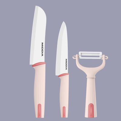 Κίνα Κεραμικά μαχαίρια σεφ σετ 3 κομμάτια Peeler για μαγειρικά σκεύη Μαγειρική Ροζ μαχαίρι σετ προς πώληση
